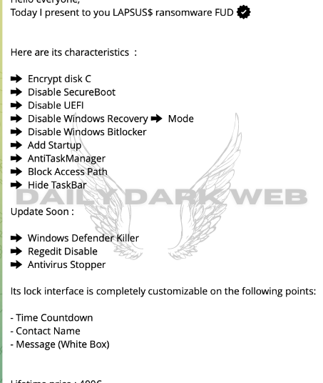 LAPSUS$ Ransomware FUD Unveiled with Menacing Features Available for ...