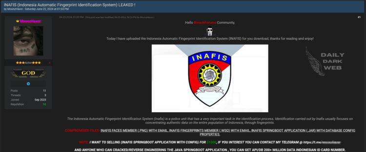 Threat Actor Claims to Sell Data of Indonesian Military Intelligence ...