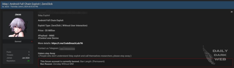 Threat Actor Allegedly Selling Zero-Click Full Chain Exploit, Targeting ... Threat Actor Allegedly Selling Zero-Click Full Chain Exploit, Targeting ...