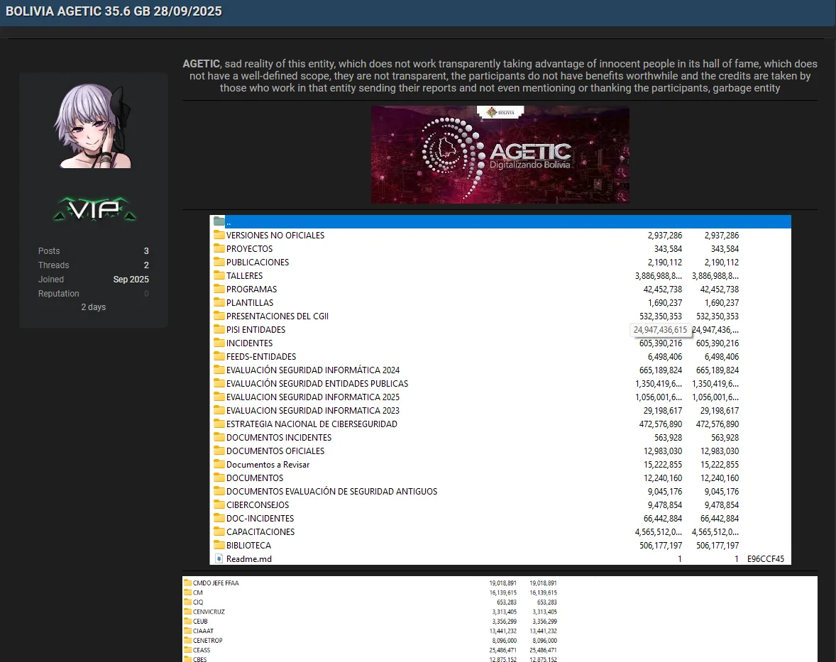 AGETIC Bolivia Suffers Major 35.6 GB Government Data Breach - Daily Dark Web