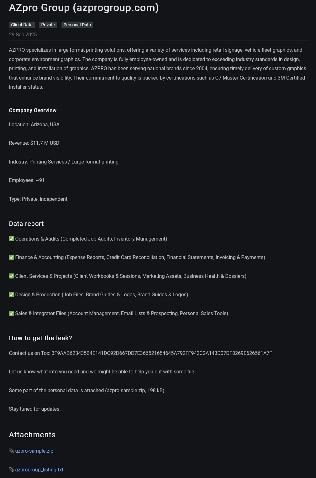 AZpro Group Suffers Ransomware Attack and Data Breach - Daily Dark Web