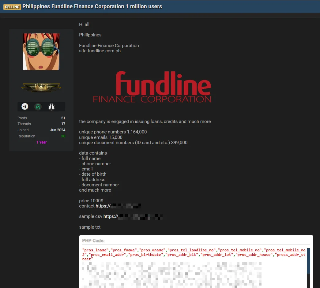 Fundline Finance Corporation of the Philippines Allegedly Hit by ...