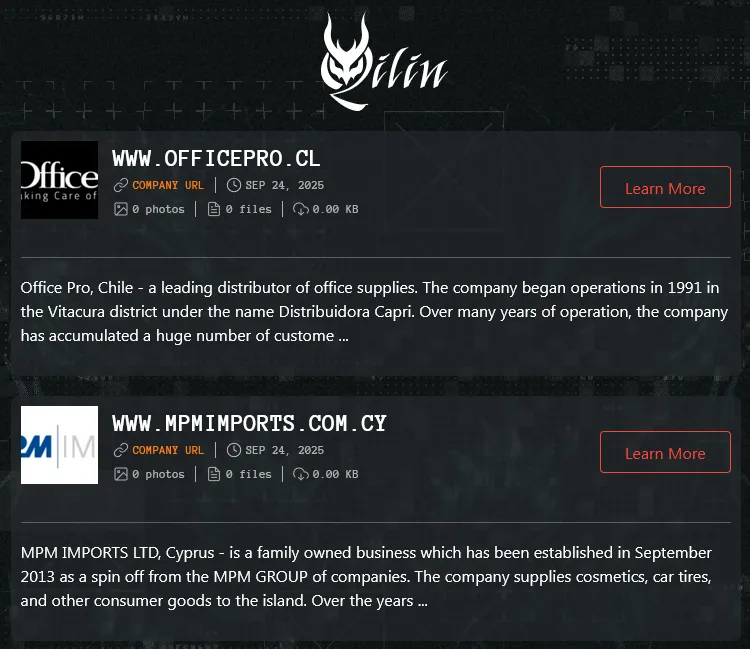 Qilin Ransomware Group Hits Office Pro and MPM Imports LTD - Daily Dark Web