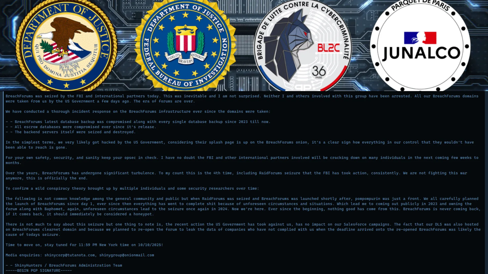 BreachForums Seized by FBI and Global Partners in Takedown - Daily Dark Web