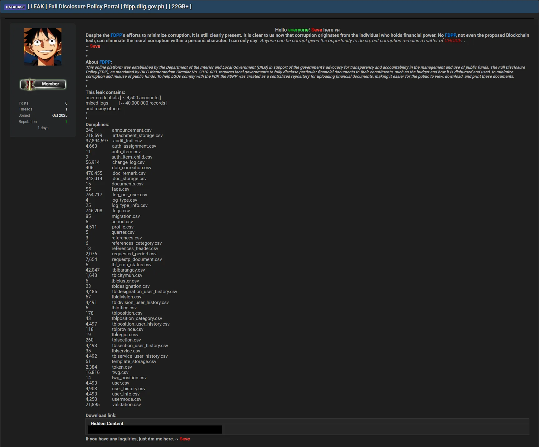 Philippines' Full Disclosure Policy Portal (FDPP) Suffers Data Breach ...