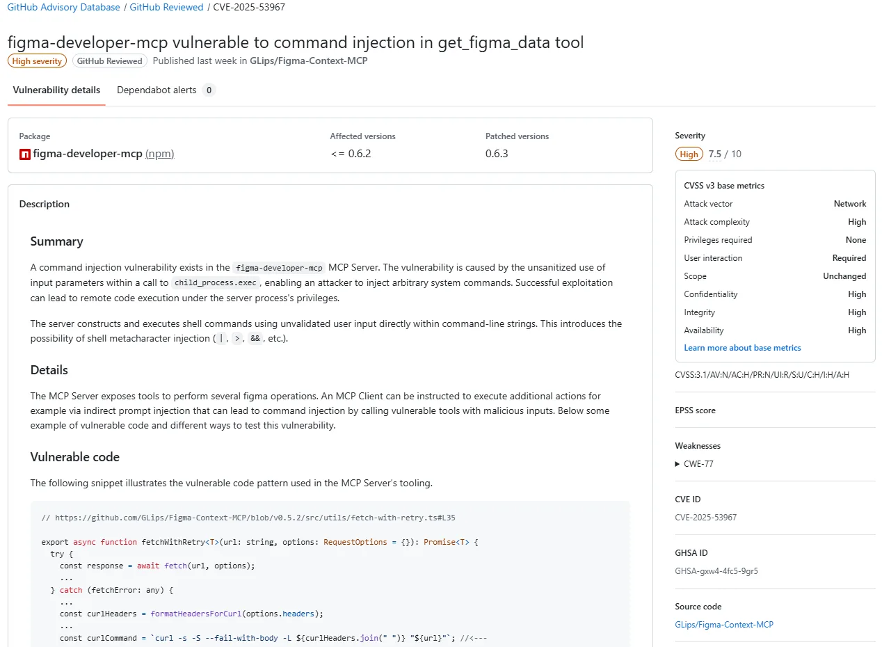 Critical Figma MCP Server Flaw Allows Remote Code Execution - Daily Dark Web