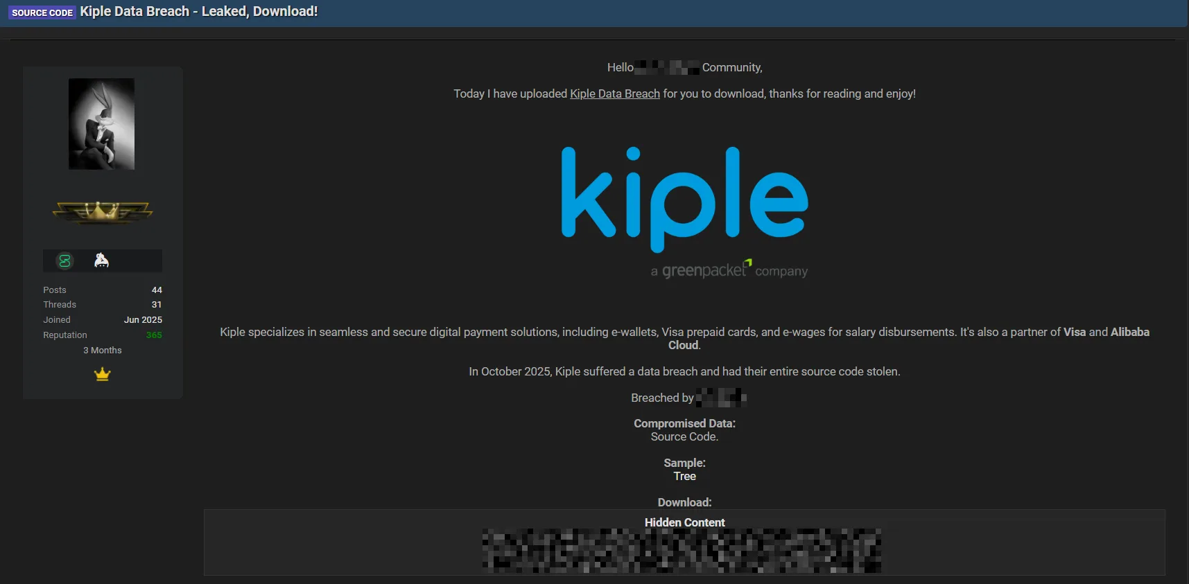 Kiple Data Breach Exposes Entire Company Source Code - Daily Dark Web
