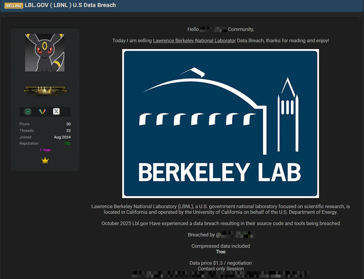 Lawrence Berkeley National Laboratory Data Breach Exposes Source Code ...
