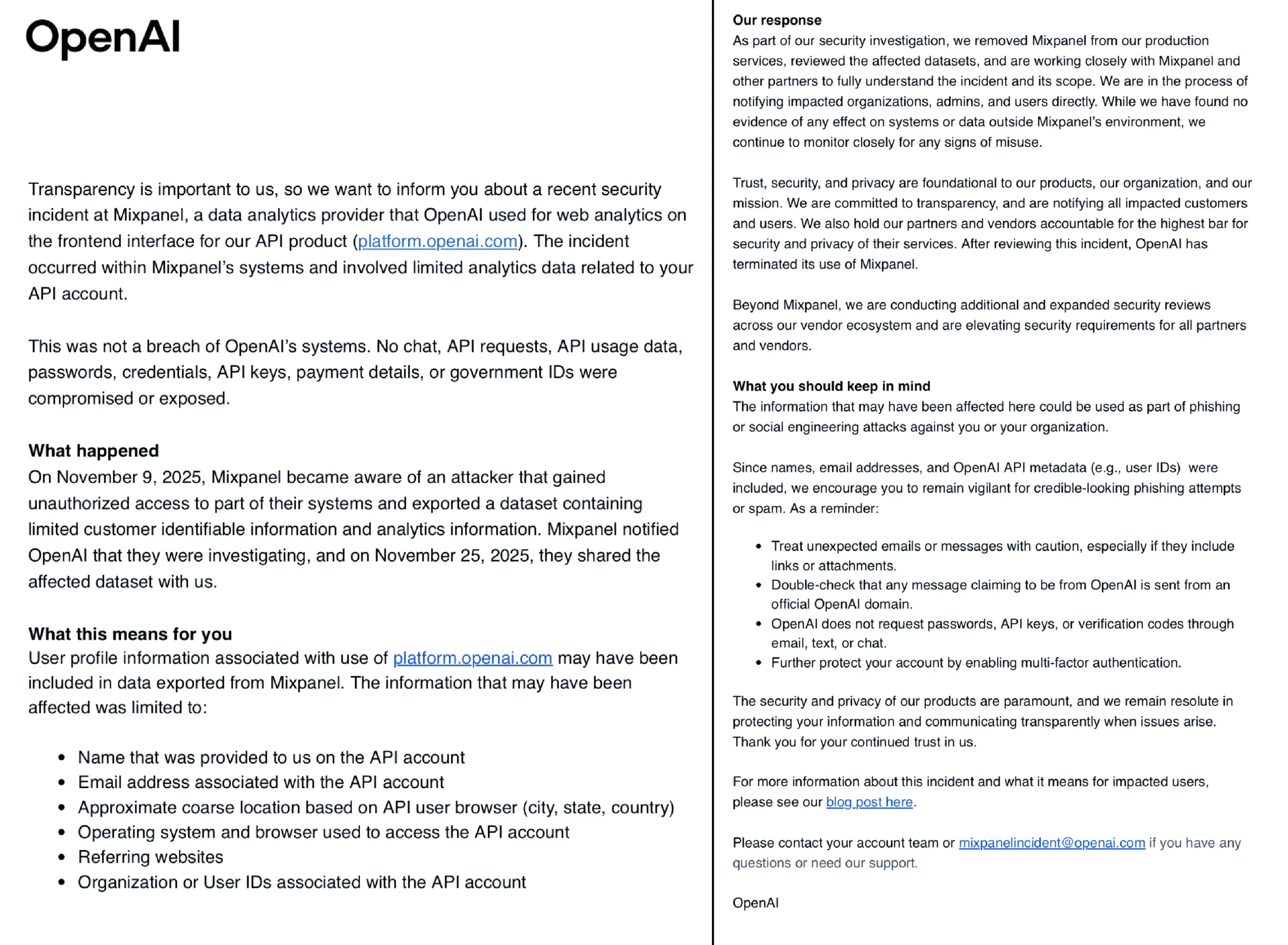 OpenAI API User Data Exposed in Mixpanel Security Breach - Daily Dark Web