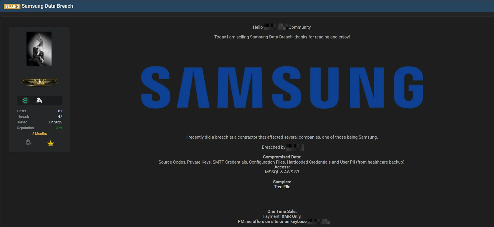 Samsung Data Breach Exposes Source Code and PII - Daily Dark Web