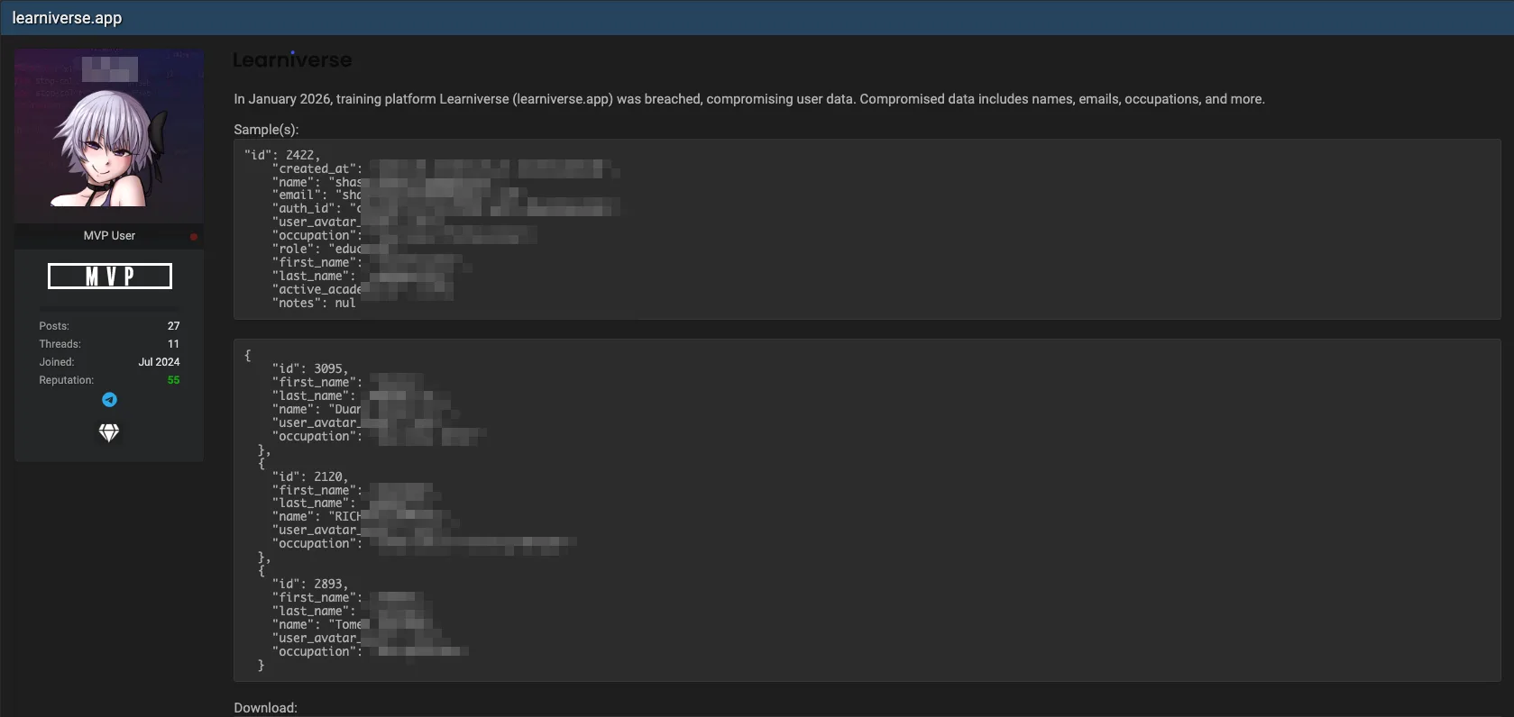 Learniverse Data Breach Exposes User Emails and Occupations - Daily ...
