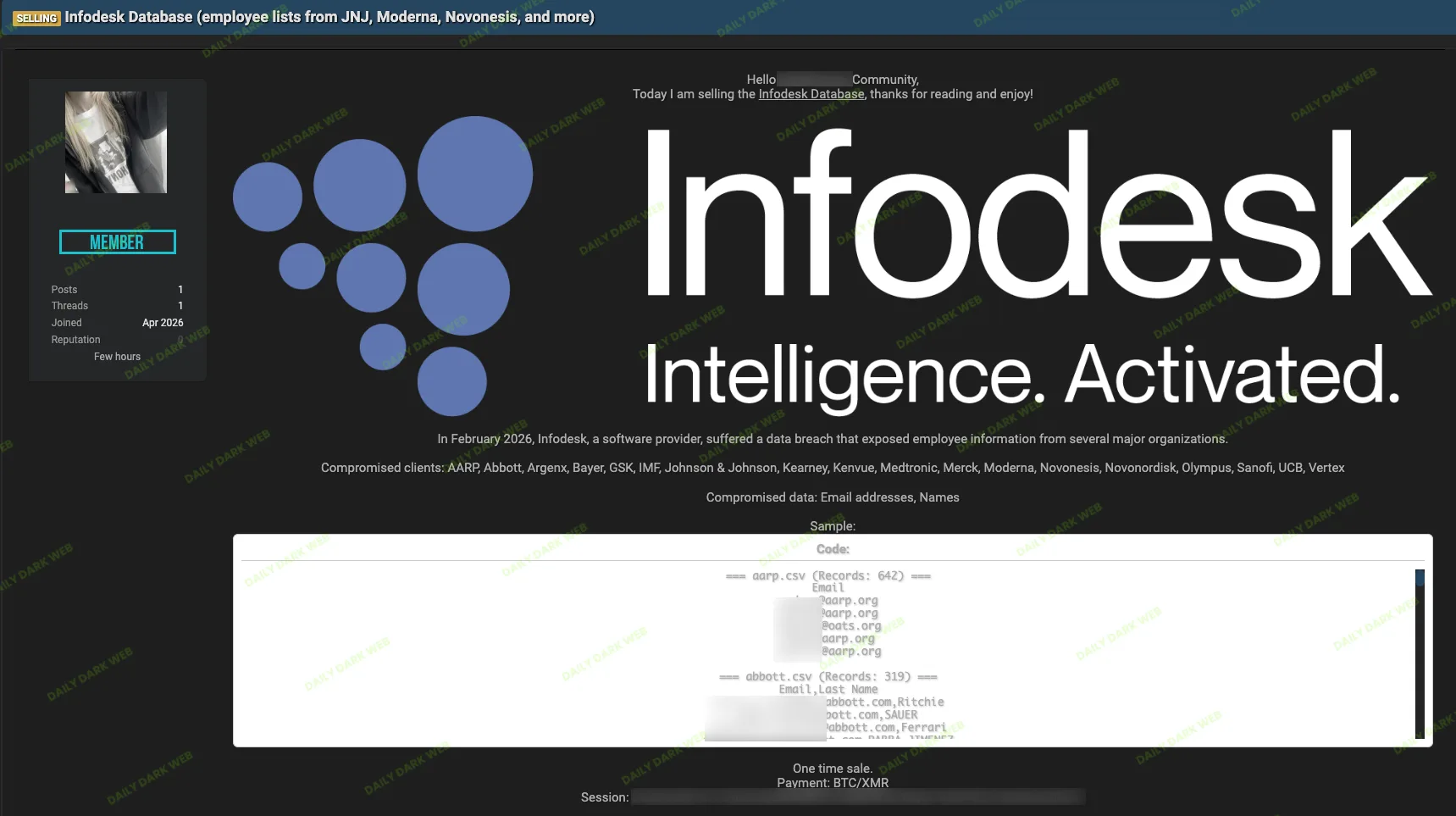 Infodesk Data Breach: J&J, Moderna, Merck, Sanofi & More - Daily Dark Web